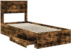 Rám postele s čelo Kouřový dub 100 x 200 cm Kompozitní dřevo 3410023