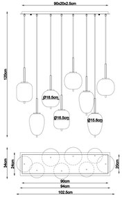 Globo 15345-8A - Lustr na lanku BLACKY 8xE14/40W/230V mosaz