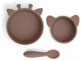 NUUROO Eddy Silikonový jídelní set Chocolate Malt