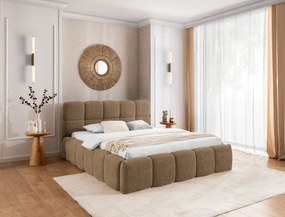 Postel s kovovým roštem a úložným prostorem, 160x200, světle hnědá, SORENA