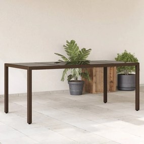 Zahradní stůl se skleněnou deskou hnědý 190x90x75 cm polyratan - Default Title
