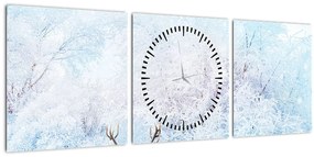 Obraz majestátního jelena (s hodinami) (90x30 cm)