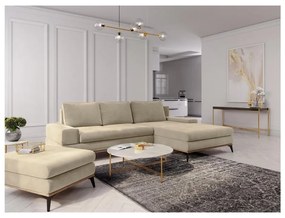 Béžová rozkládací rohová pohovka Windsor &amp; Co Sofas Planet, pravý roh