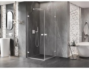 Mexen Lunar-B Duo, výklopný sprchový kout 100 x 100 cm, 8mm čiré sklo, bílý profil, 832-100L-100P-20-00