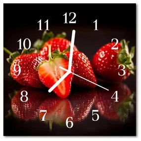 Nástenné skleněné hodiny jahody 30x30 cm