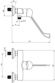 Deante Corio Clinic, nástěnná sprchová baterie s ECO perlátorem 4,5l/min, chromová, BFCE040C