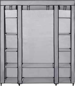 Šatní skříň s přihrádkami a tyčemi šedá 150x45x176 cm textil 282436