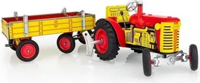 KOVAP Traktor Zetor s valníkem červený / 1:25 / 28 cm / kov / na klíče