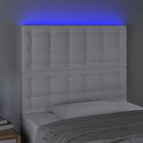 Čelo postele s LED bílé 100x5x118/128 cm umělá kůže 3122509