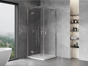 Mexen Mist-H Duo, 2-křídlý ​​výklopný sprchový kout 70 x 70 cm, čiré sklo, chromový profil, 8A5-070L-070P-01-00