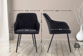 Sada 2 jídelních židlí Shila samet – černá