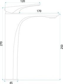 Rea Joe, vysoká umyvadlová baterie h-285, zlatá matná, REA-B8991