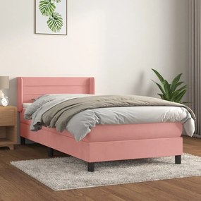 vidaXL Box spring postel s matrací 80 x 200 cm samet [3130986] Barva: Růžová