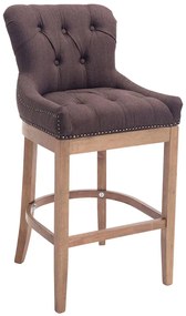 Barová židle Buckingham látka, dřevěné nohy světlá antik - Hnědá