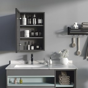 kleankin zrcadlová skříňka Moderní nástěnná skříňka se zrcadlem 3 vrstvy černá 40x15x60 cm pro koupelnu a úsporu místa