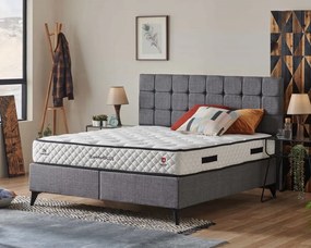 Čalouněná postel COMFORT PLUS s matrací - šedá 150 × 200 cm