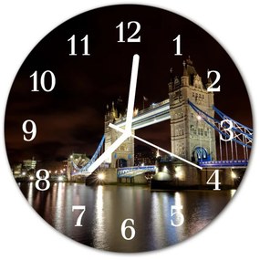 Skleněné hodiny kulaté Most Londýn fi 30 cm