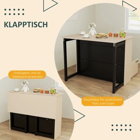 HOMCOM Barový stůl se soupravou barových židlí, souprava barového stolu pro 2 osoby, jídelní stůl se skládacím víkem, skříňka, 2 židle, opěrka nohou,…