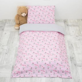 ESITO Dětské povlečení Teddy bears z Jersey 100 x 135 cm Růžová