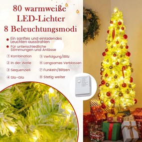 Costway Umělý vánoční stromek se světly a sněhem 150 cm Vánoční stromeček