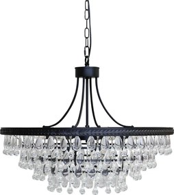 Černý antik lustr s kapkovitými krystaly Versailles - 70*57cm/ E14/ 40W