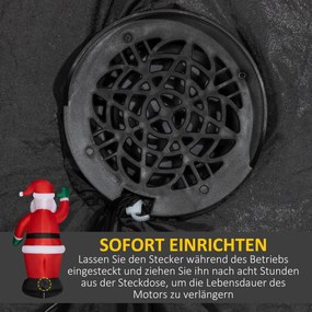 Outsunny Santa Claus, 1,84 m vysoký, s LED osvětlením, samonafukovací zahradní dekorace