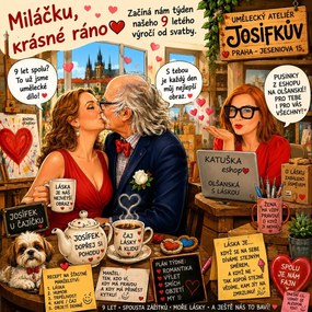 Srdcem darované Veselá osobní ilustrace na přání – Tištěný plakát A3 Varianta grafického zpracování:: Pin Up