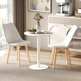 HOMCOM Jídelní Stůl, Kulatý Kuchyňský Stůl pro 2 Osoby, Moderní Jídelní Stůl do Obývacího Pokoje, Zahrady, Ocel, Ø60 x 72 cm, Bílý