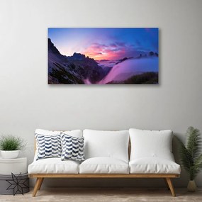 Obraz na plátně Mlha Hory Východ Slunce 125x50 cm