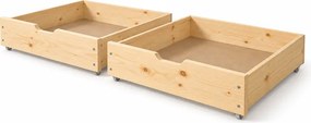 Šuplíky pod postel 180 cm z masivu borovice - přírodní - 2 ks