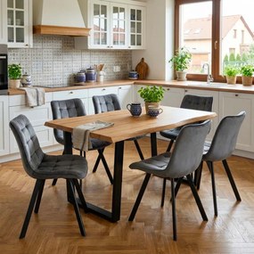 Vikio Jídelní set pro 6 osob 160x90 cm dub noha U šedá židle VJS156-6S-S