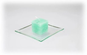 BDK-GLASS Svíčka kostka 3,5cm - tmavě zelená