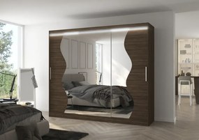 Posuvná skříň se zrcadlem a LED osvětlením SHARON 250