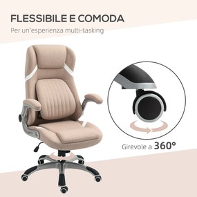 Ergonomická kancelářská židle Vinsetto s sklápěcími područe a opěrkou hlavy, otočná pracovní židle s bederní oporou, nastavitelná výška a houpací fun…