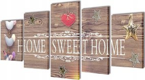 Fionshop 262757982 Sada obrazů, tisk na plátně, Home Sweet Home, 200 x 10