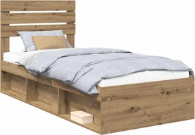 Rám postele Umělecký dub 90 x 200 cm Masivní borové dřevo 3411462