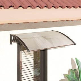 Outsunny Přední Dveřní Kryt 89 x 122 cm z Polykarbonátu, Zakřivený Kryt s UV Ochrannou, Sluneční Clona proti Dešti pro Venku, Bílý
