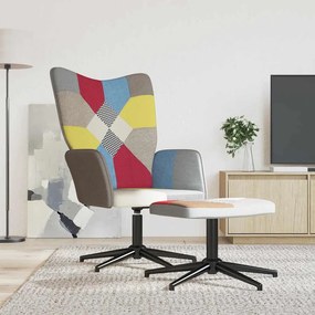 Relaxační křeslo se stoličkou patchwork textil 328188
