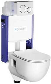 Sapho Závěsné WC Brilla s podomítkovou nádržkou a tlačítkem Geberit, bílá WC-SADA-14