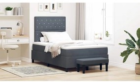 Postel s boxspringem s čelo Tmavě šedá 190 x 120 cm samet 3344433