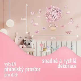 Sipo Nástěnné samolepky do dětského pokoje, Pink Butterflies