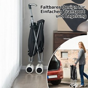 Costway Nákupní košík Skládací nákupní vozík s kolečky – 66 × 46 × 94,5 – černý