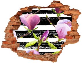 Wallmuralia Nálepka 3D díra na zeď Magnolie pásky 90x70 cm