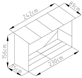 Přístřešek na dřevo G21 WOH 335 - 242 x 89 cm, šedý