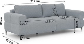 Šedomodrá pohovka 217 cm Helio – Ropez