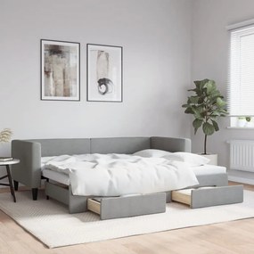 Válenda s přistýlkou a zásuvkami světle šedá 80 x 200 cm textil 3196609