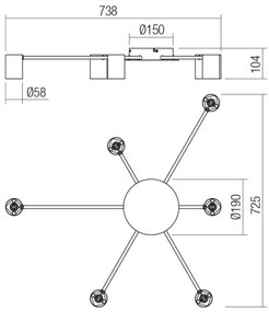 Redo 01-4051 - Bodové svítidlo NOA 6xGU10/10W/230V zlatá