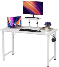 Psací, PC stůl, dřevo, kov, bílá, NoBi TARCAL TYP 3
