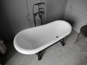 Mexen Retro, volně stojící vana 150 x 73 cm, bílá-černá, černé nohy, 53251507375-70