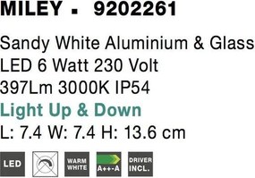 NV 9202261 Venkovní nástěnné svítidlo MILEY bílý hliník a sklo LED 7W 3000K 200-240V IP54 světlo nahoru a dolů - NOVA LUCE
